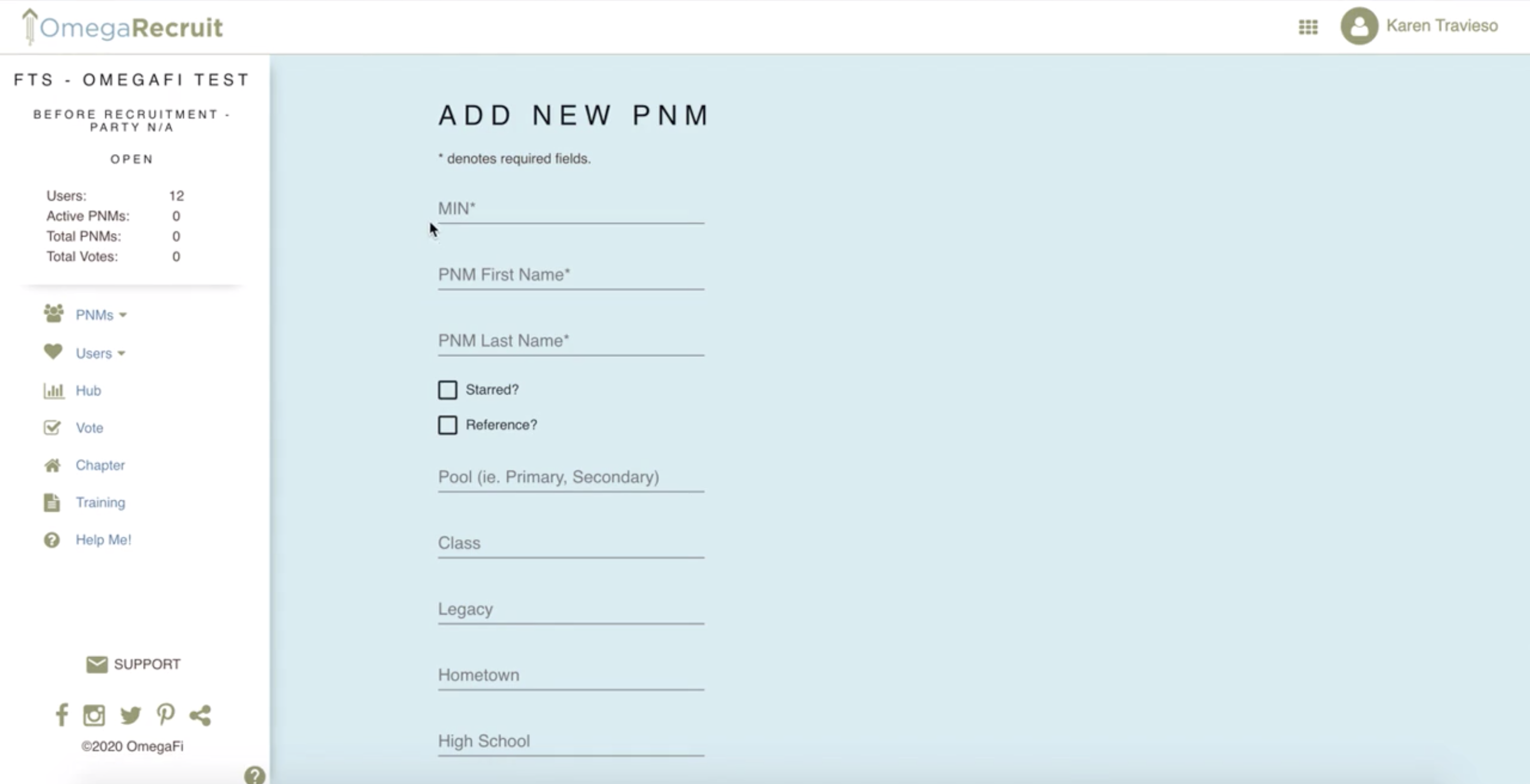 How to add a PNM – OmegaRecruit